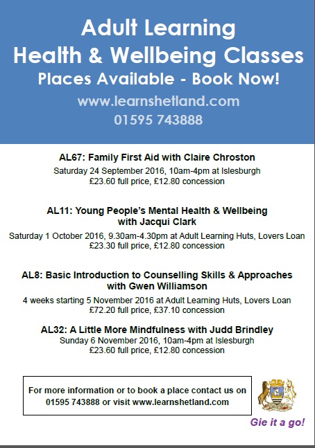Adult Learning Health & Wellbeing Classes | Voluntary Action Shetland ...